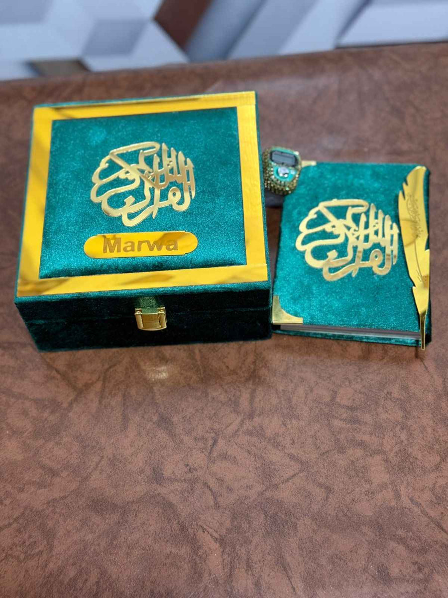 Holy Quran Gift Set (Pocket Size) Green Color – Maktaba tul Quran